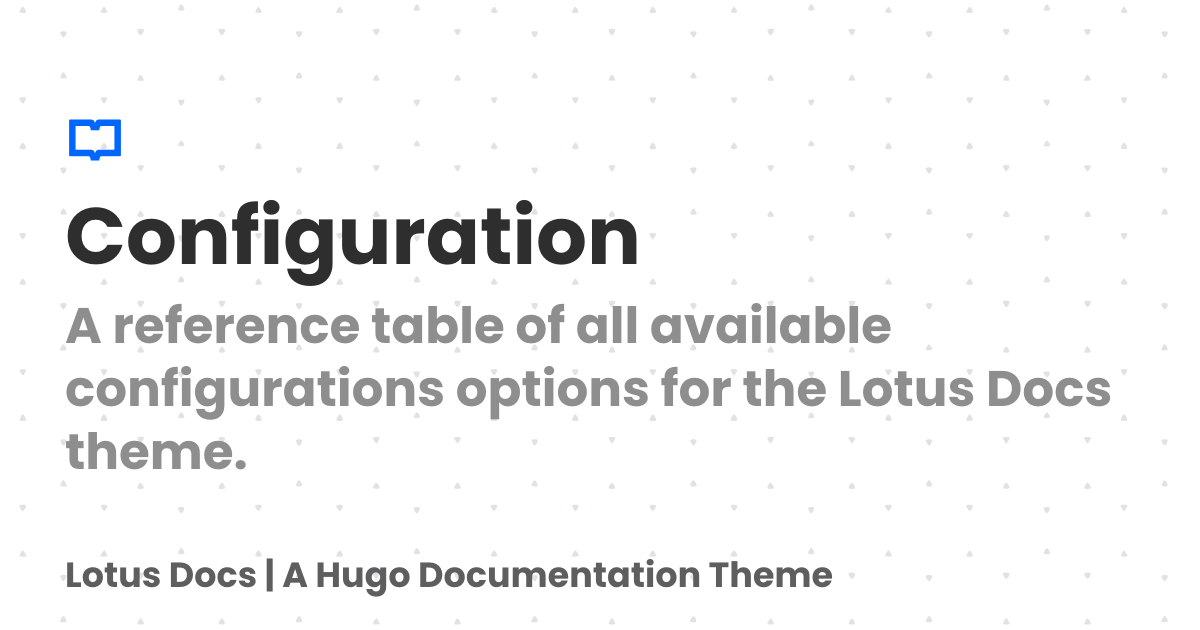 Configuration | Lotus Docs